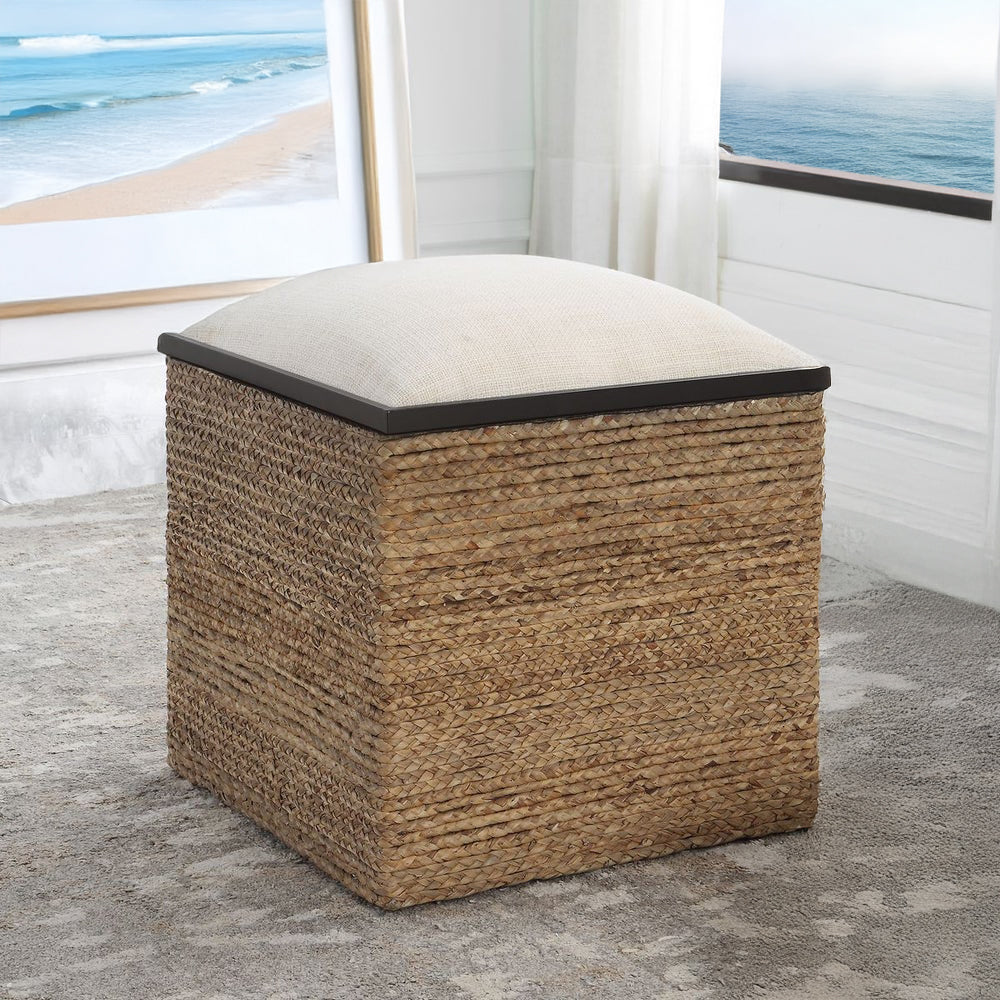 Coastal Ottomans - Upholstered Poufs, Cushioned Accent Stools, Nautical ...