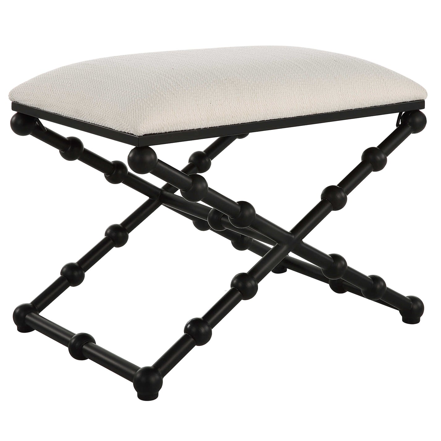 Iron Bedroom Small Bench - Black and White Stool for Living Room