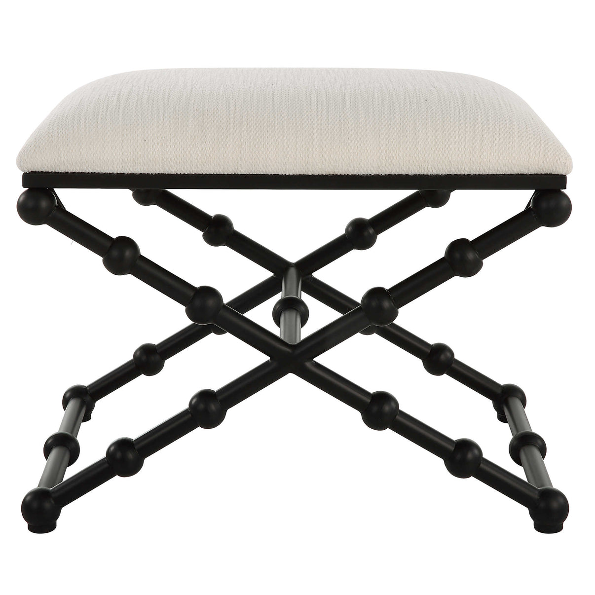 Iron Bedroom Small Bench - Black and White Stool for Living Room