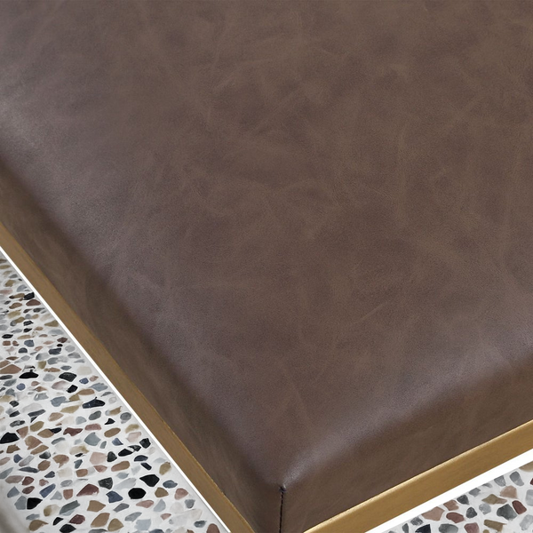 Small Leather Bench - Accent Stool for Living Room in Faux Leahther