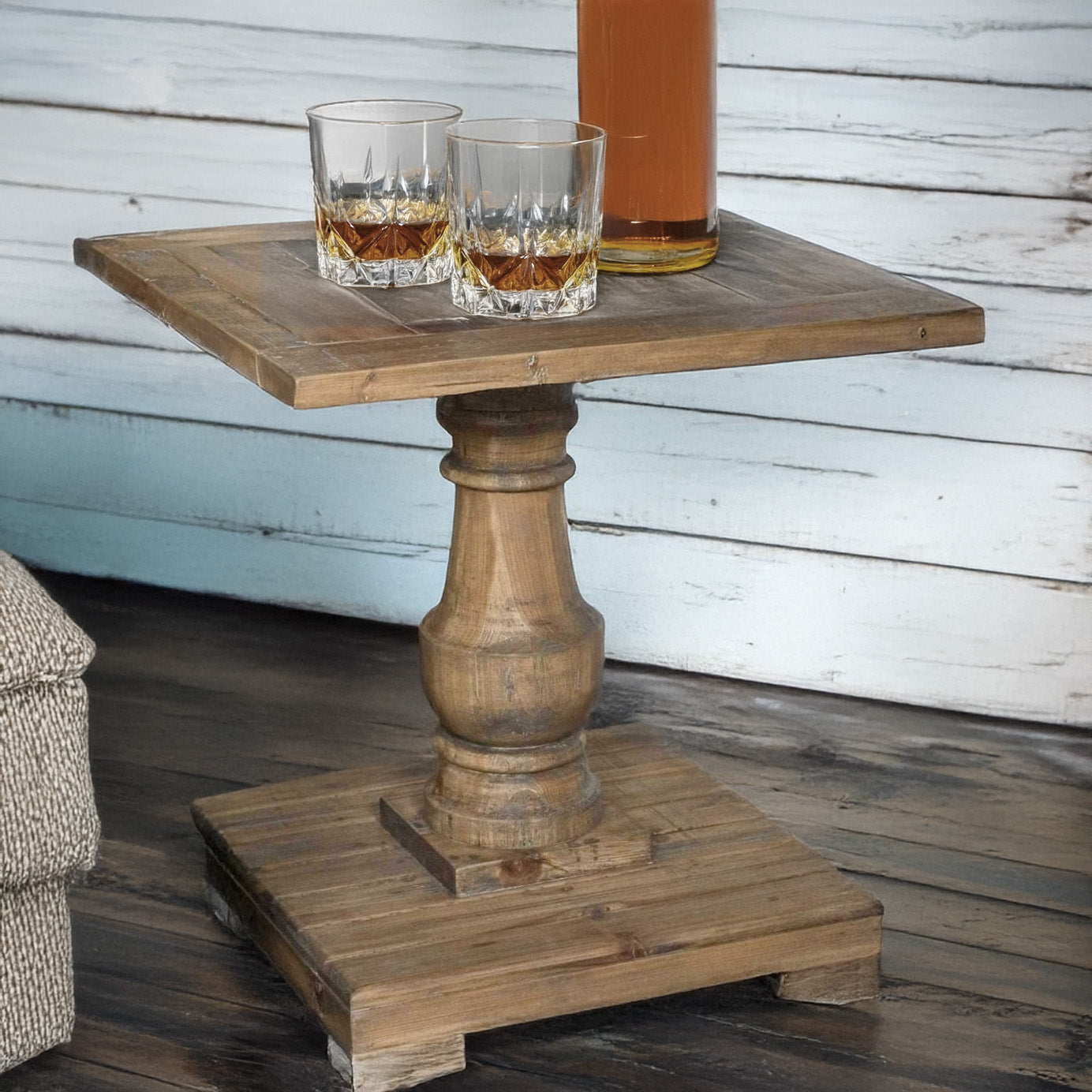 Salvaged Wood Side Table — Modern Farmhouse, Rustic — Square End Table